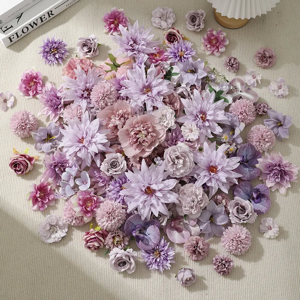 Искусственные розы из шелка (15/50 шт.) для декора Сиреневый, 15Pcs, Purple