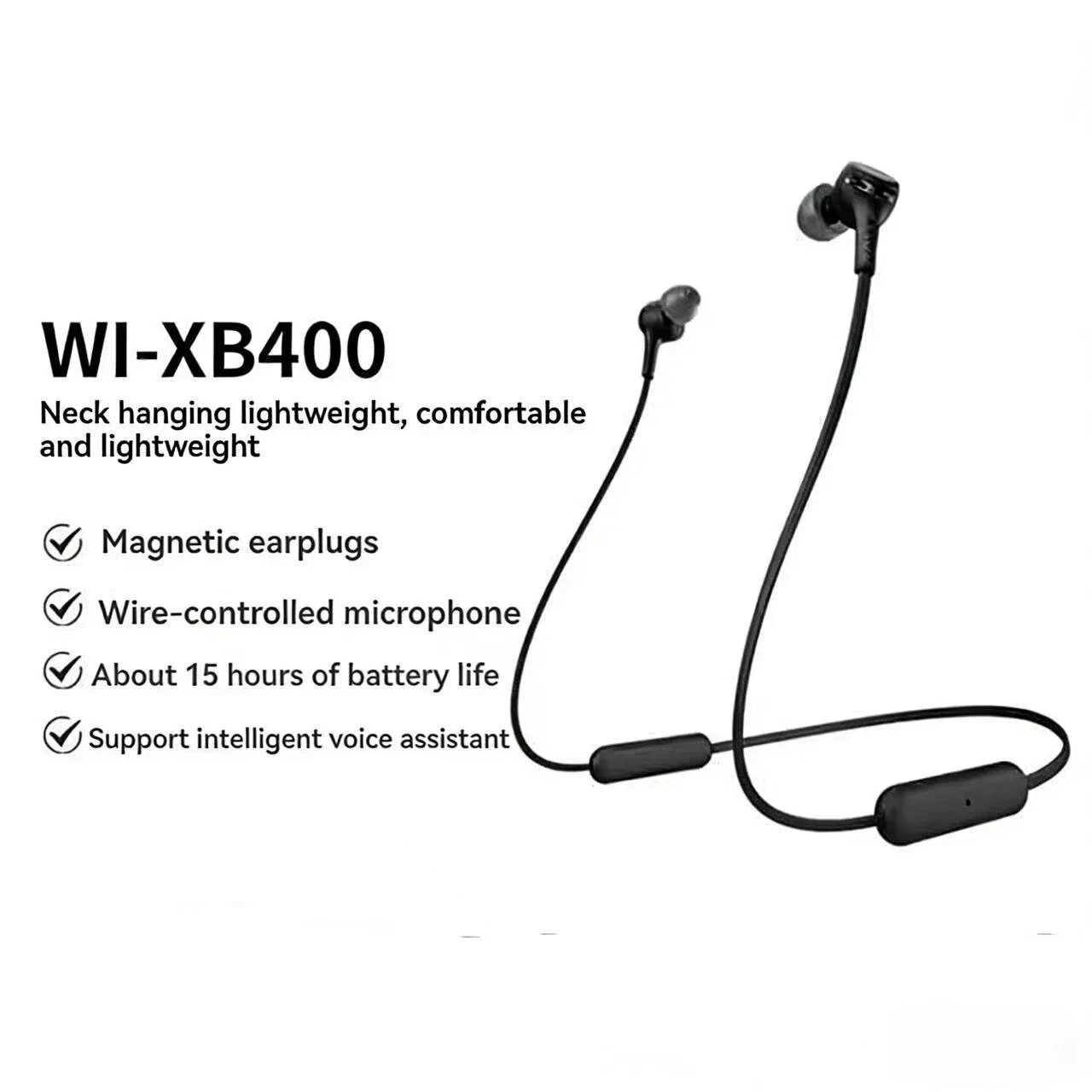 Беспроводные Bluetooth-наушники Sony WI-XB400 С Шейным Ободом, Мощным Басом, Глубоким Стереозвуком