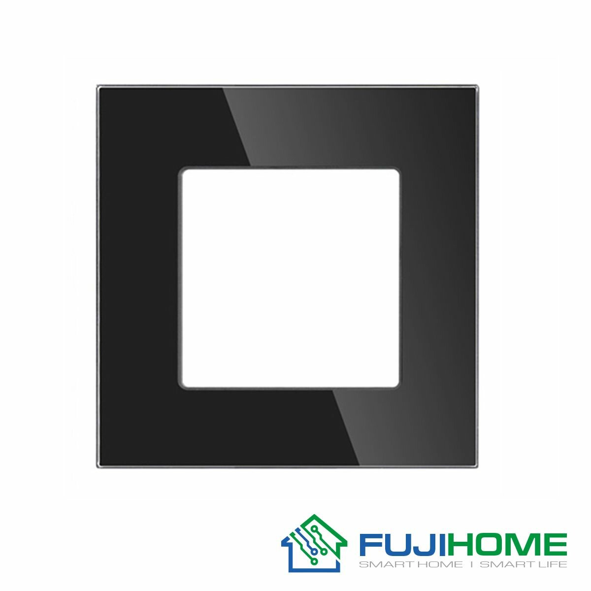 Рамка на 1 пост, FUJIHOME TW-1F-BK, одинарная, размер 86х86мм, закаленное стекло, цвет черный. Для розеток, выключателей, терморегуляторов.