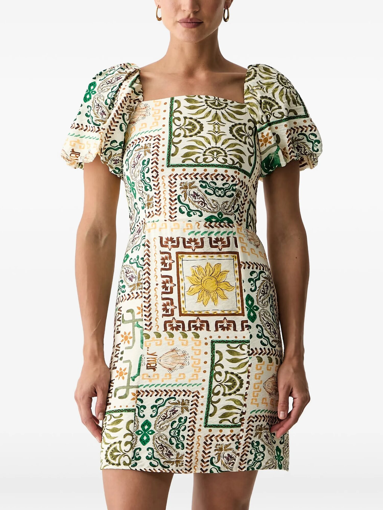 Платье RBADI.F paisley-print puff-sleeve mini dress