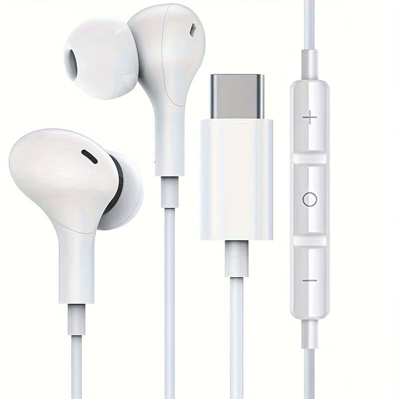 Наушники USB Type-C с микрофоном, стерео, Hi-Fi, вкладыши, белые