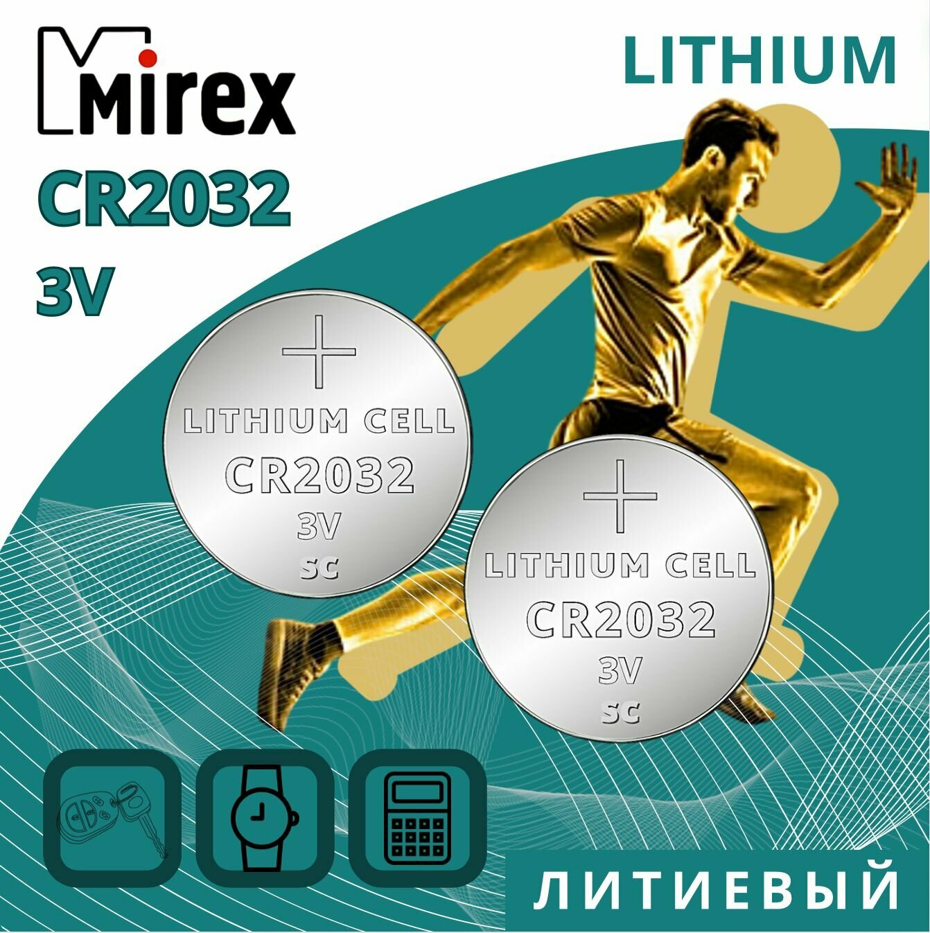 Mirex Батарейка CR2032, Li (литиевый) тип, 3 В, 2 шт