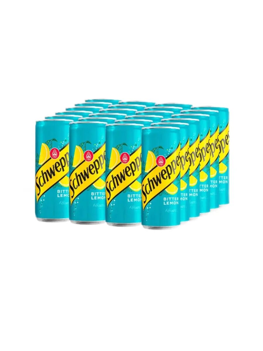 Schweppes Газированный напиток биттер лемон, 0,33 л, 24 шт