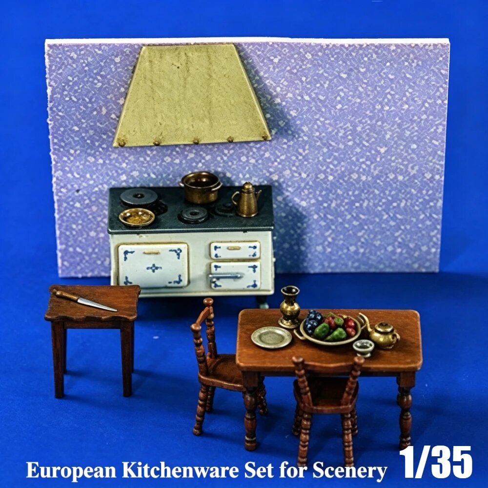 Набор из смолы для создания сценария сценариирования, масштаб 1/35, модель кухонной мебели, неокрашенный, требует сборки.