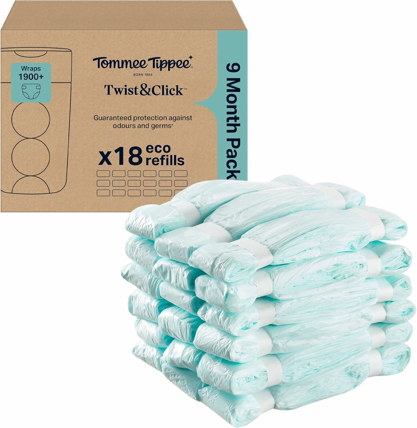 Tommee Tippee Сменные контейнеры для подгузников Twist & Click, 18шт