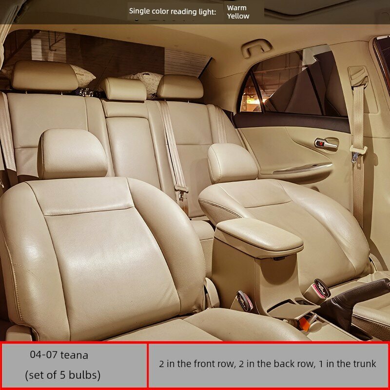 Nissan Teana 2004-2007 Внутренняя лампа для чтения с 5 светодиодными лампочками, цвет: теплый желтый