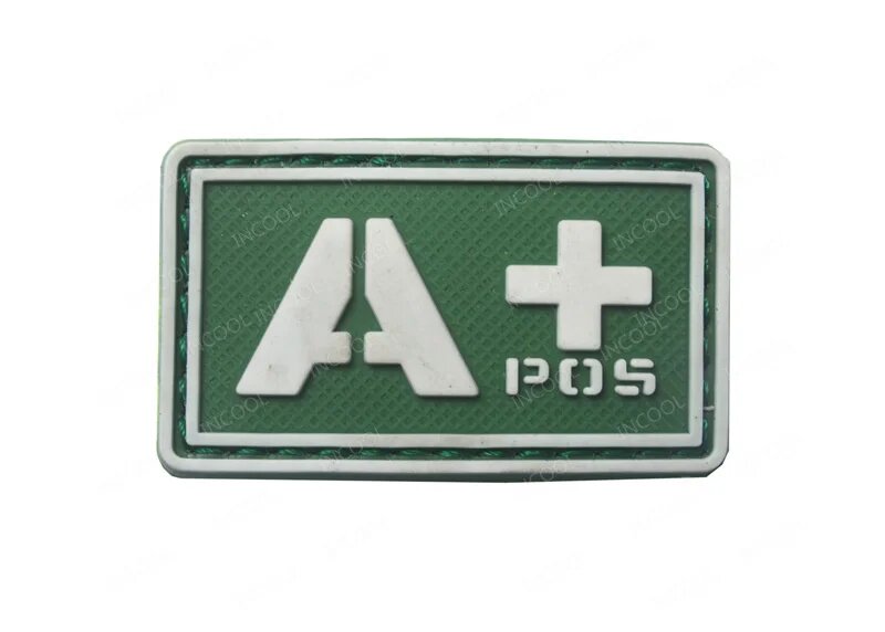 Вышитые нашивки группы крови 5x2.5 см Темно-зеленый, 33 PVC No Loop A POS