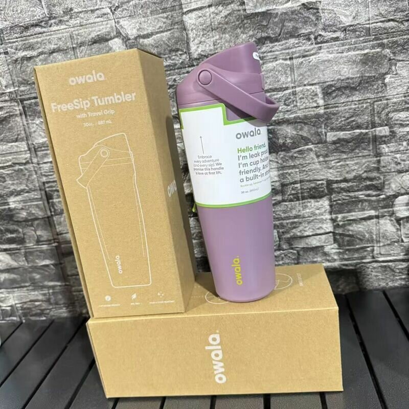 Термокружка Owala FreeSip 30oz изолированная бутылка для воды бордовая