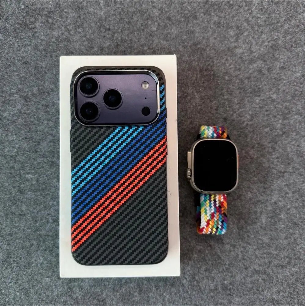 Чехол для мобильного телефона iPhone 17 Pro Max / айфон 17 Pro Max / айфон 17 про макс, материал PC, встроенный MagSafe (магсейф), текстура углеродного волокна, ультратонкий дизайн