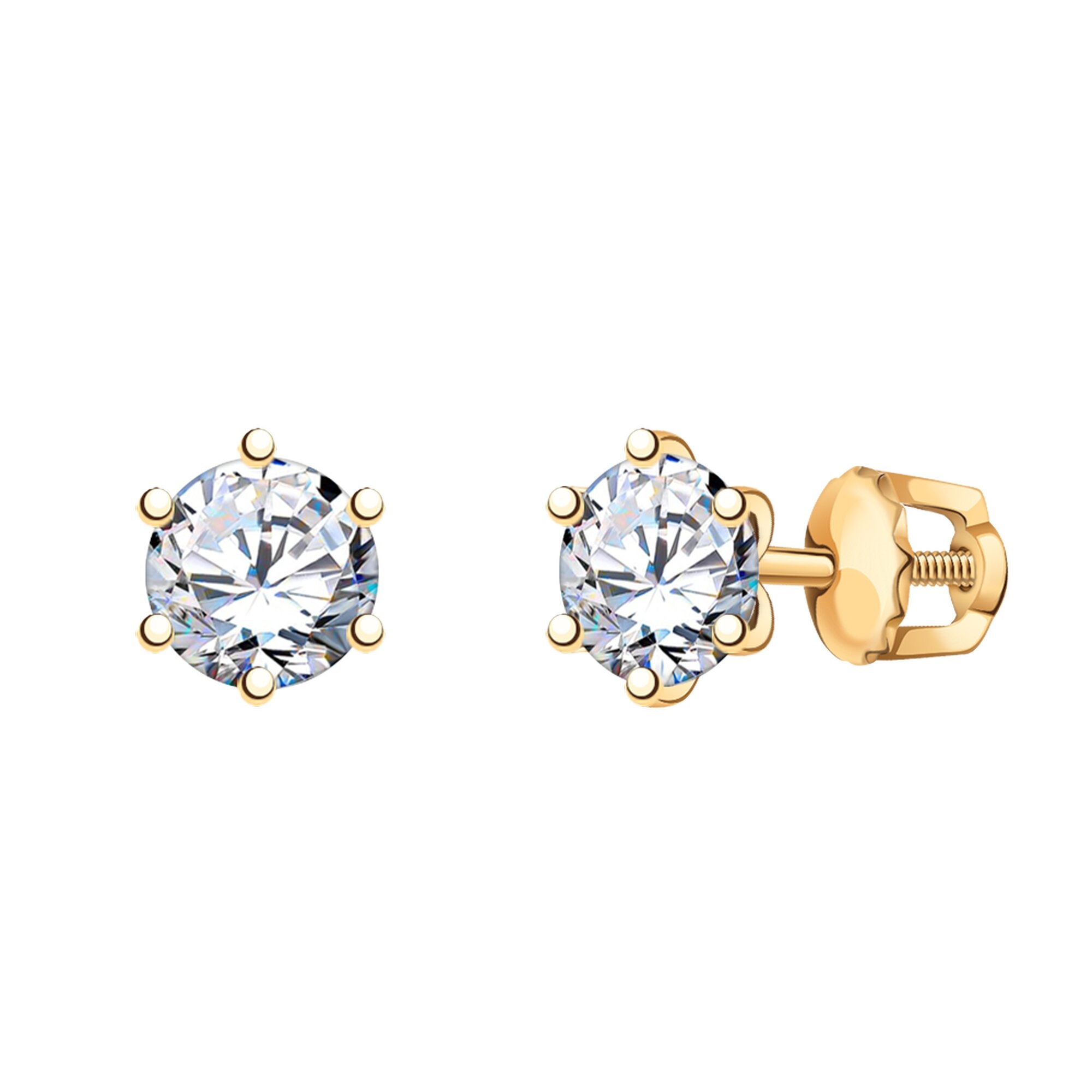 Серьги, красное золото, 585 проба, фианит