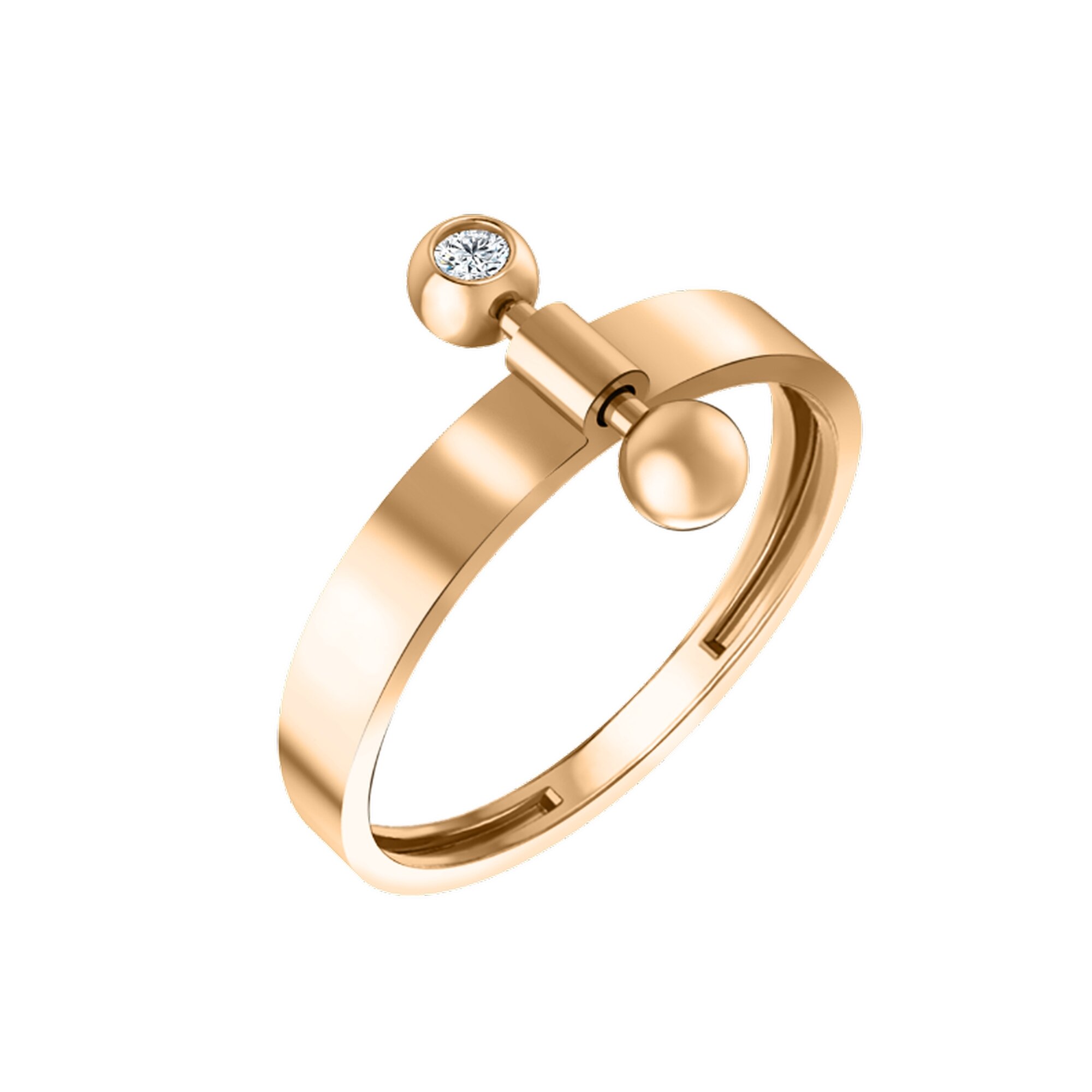 Кольцо Diamant online, красное золото, 585 проба, фианит