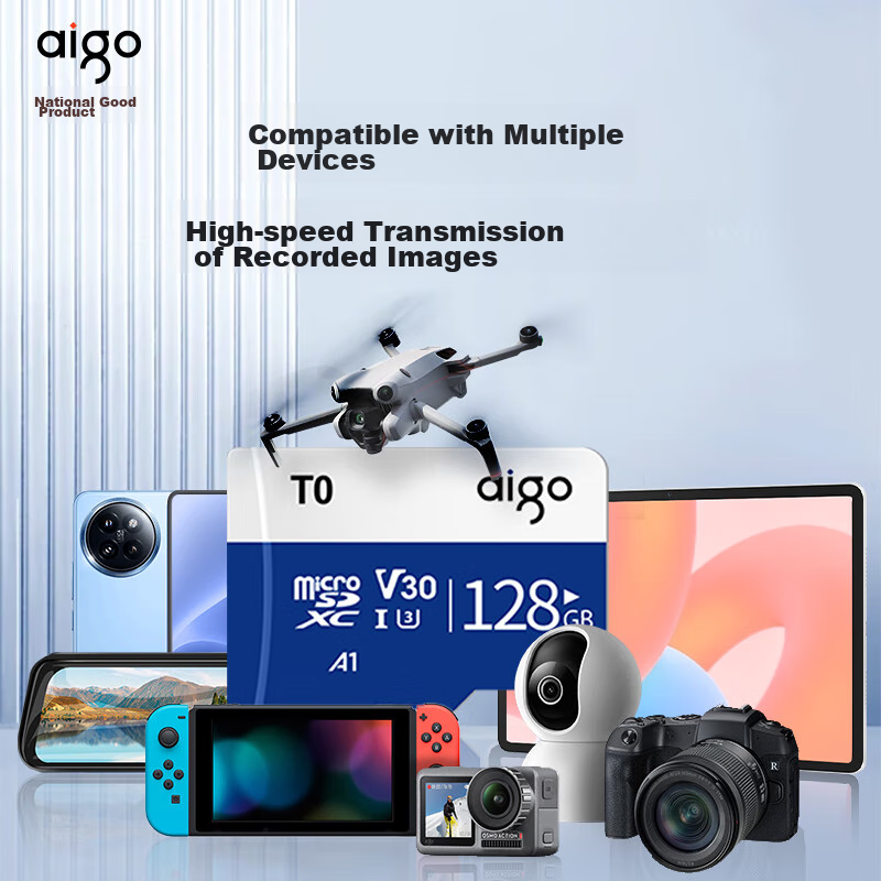 Aigo 128GB TF MicroSD карта A1 U3 V30 для 4K видеорегистратора, камер наблюдения, смартфона, планшета и игровой консоли