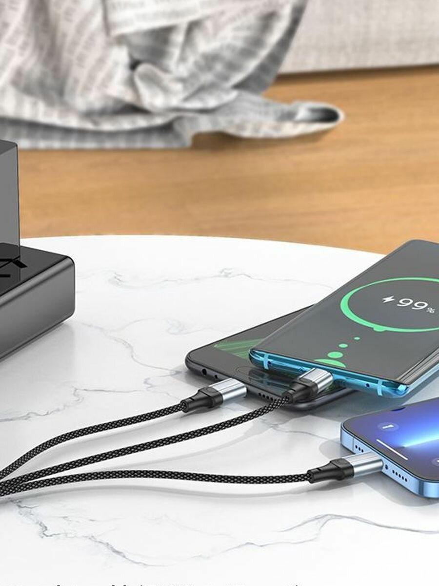 Кабель 3 в 1 type-c micro usb iphone — фото 1