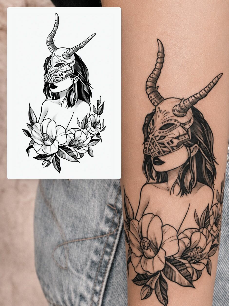 Tattoo'шки Временная тату "Демон-бык" 12*19см