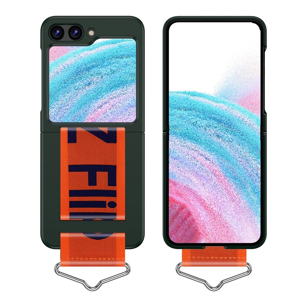 Роскошный ремешок с кольцом-держателем для Samsung Galaxy Z Flip Dark Green B, For Samsung Z Flip 4