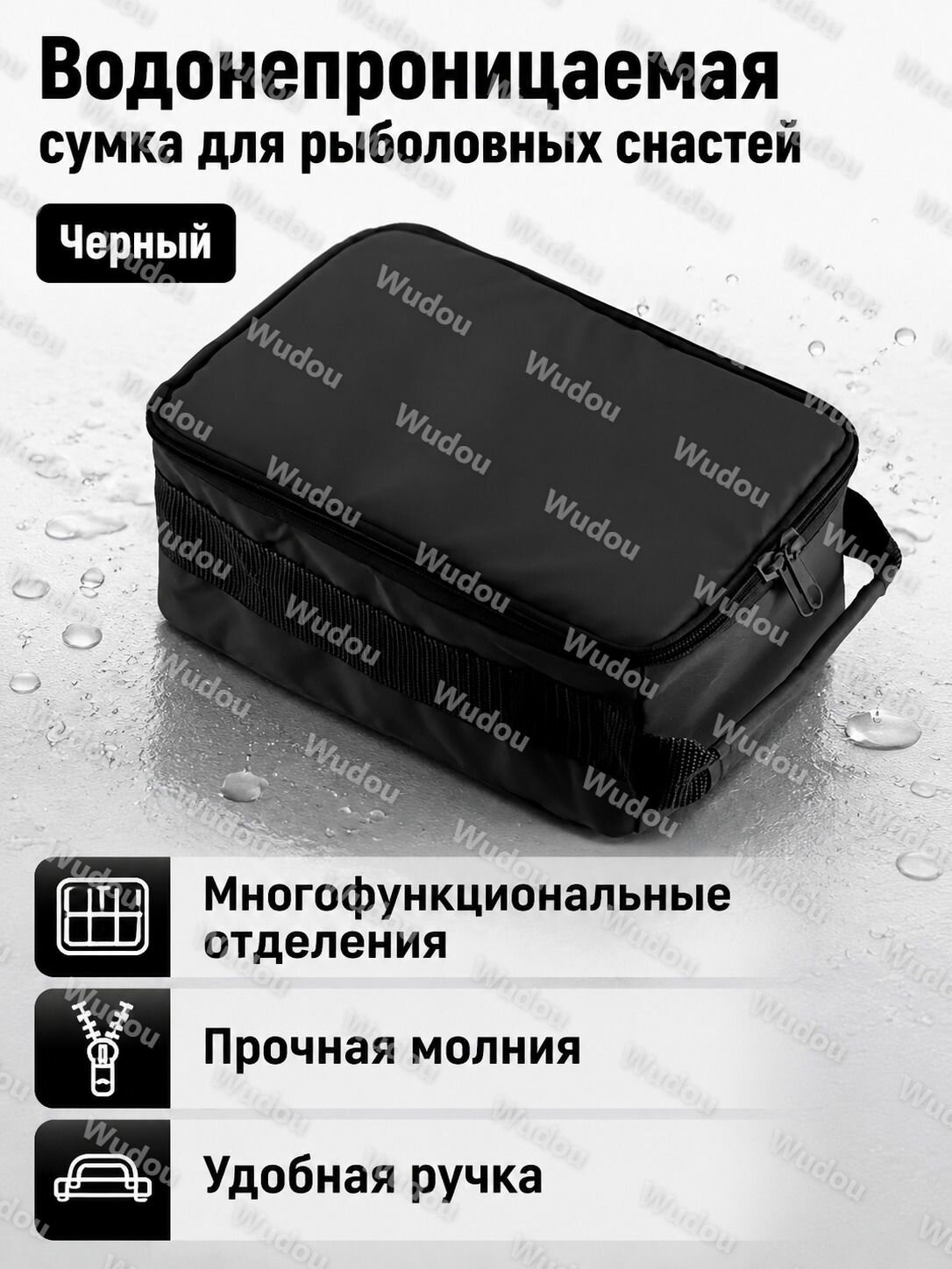 Рыболовная сумка-органайзер с перегородками для катушек и приманок, черная, нейлон для катушек для приманок