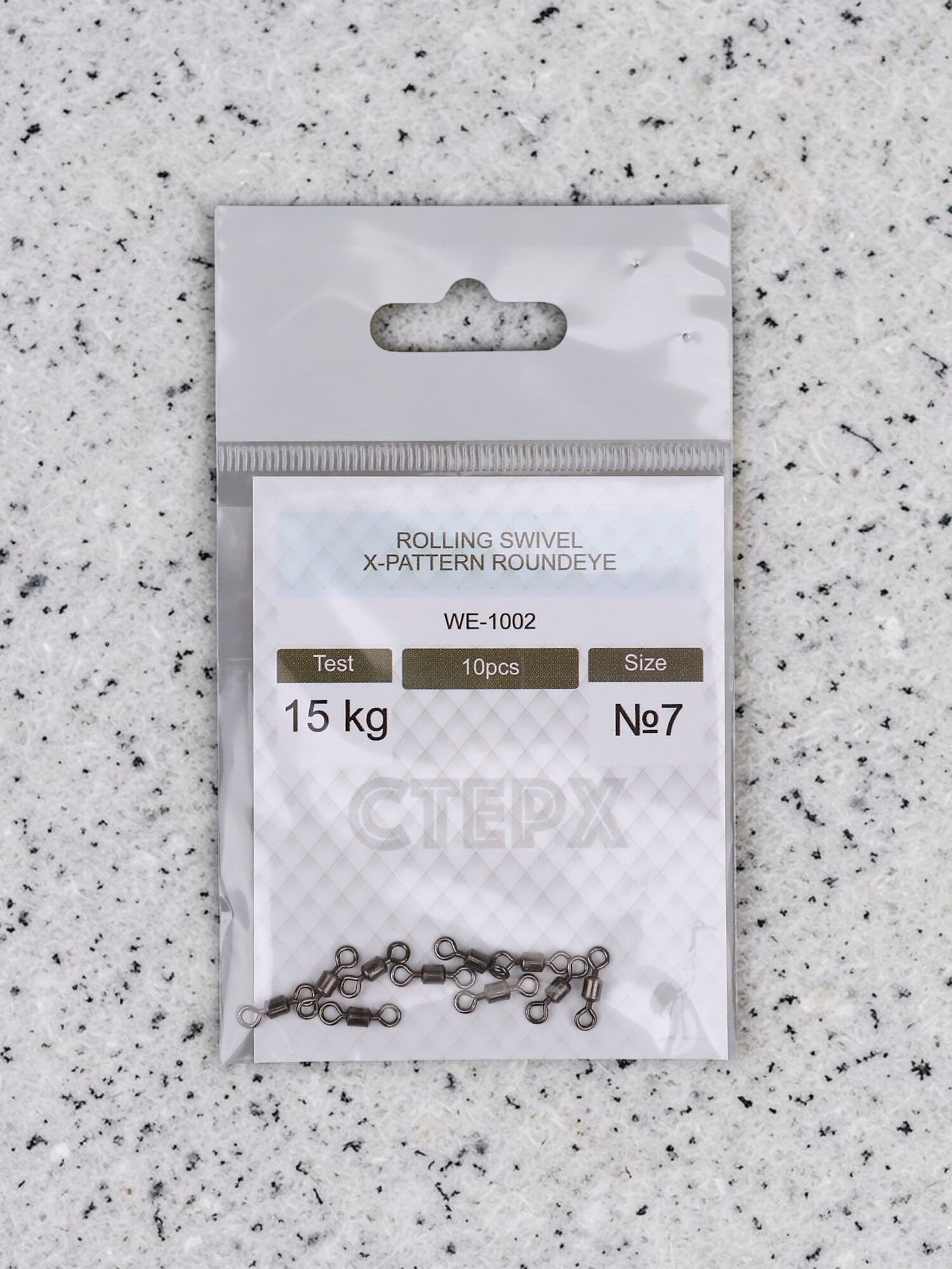 Вертлюг рыболовный Стерх WE-1002 RS X-Pattern Round Eye #7 15 кг 10 шт.