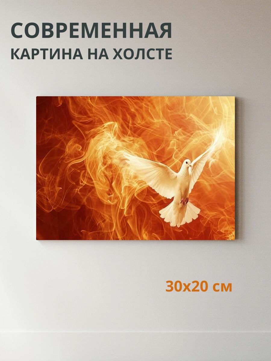 Картина на холсте Белый голубь 30x20 см