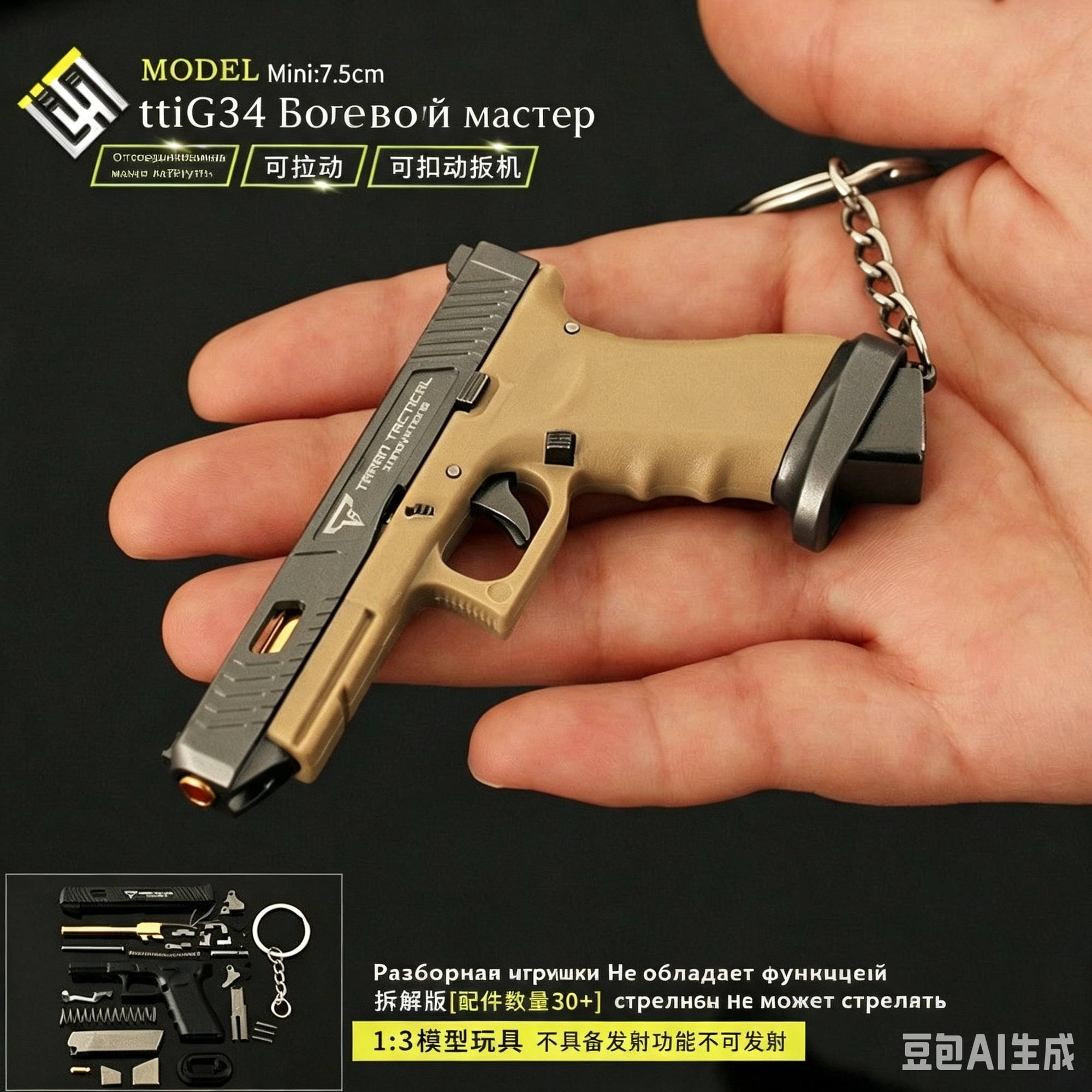 1: 3 Демонтаж полусплавного ключа для сбрасывания оболочек G34 Боевой мастер Glock Игрушечная подвеска