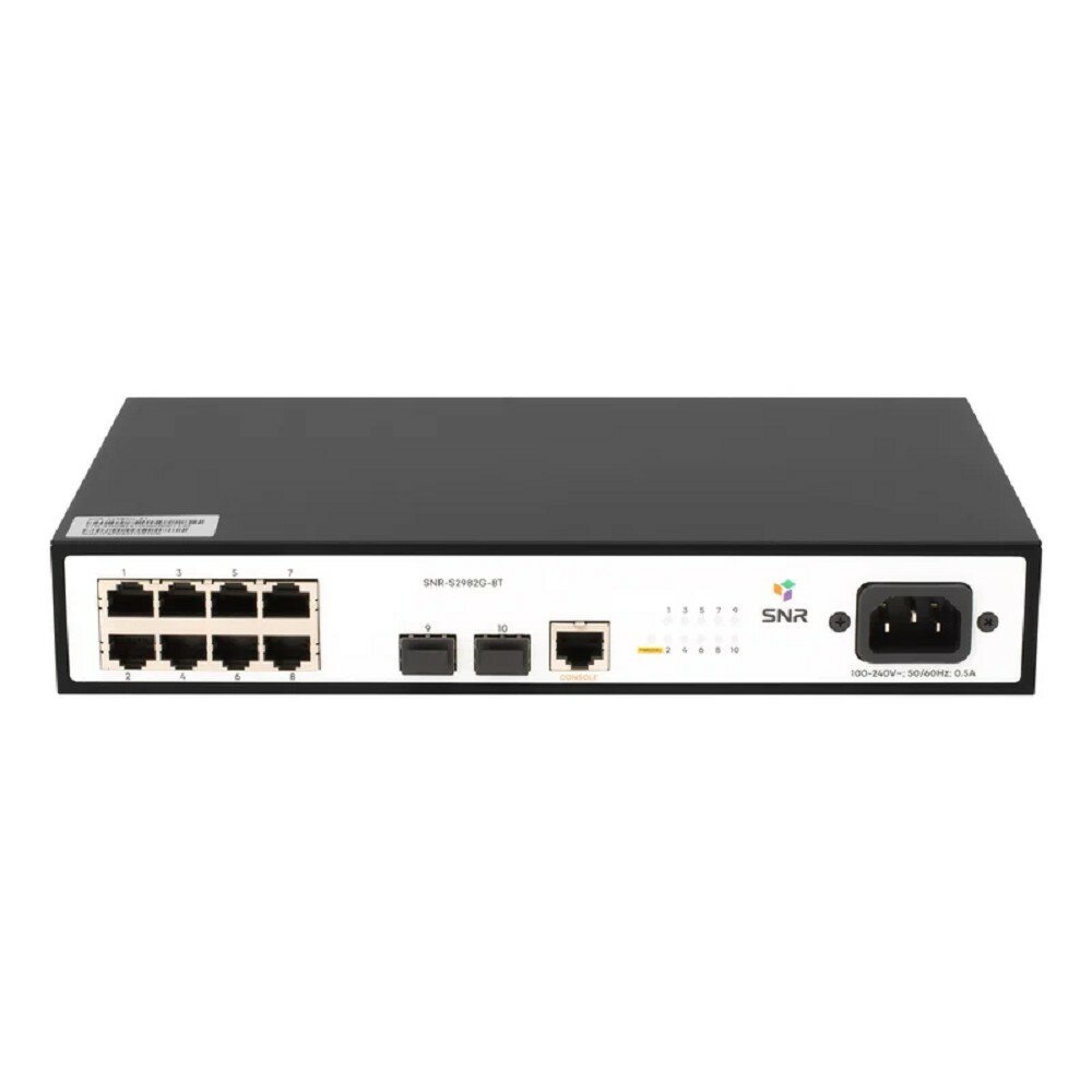 Коммутатор SNR-S2982G-8T-RPS SNR Веб-интерфейс 10 портов 1000 Мбит/сек