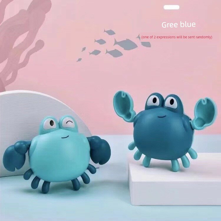 Пружинная игрушка для ванны: Синий краб с водными играми, идеально для купания младенцев, размер 8-12 см