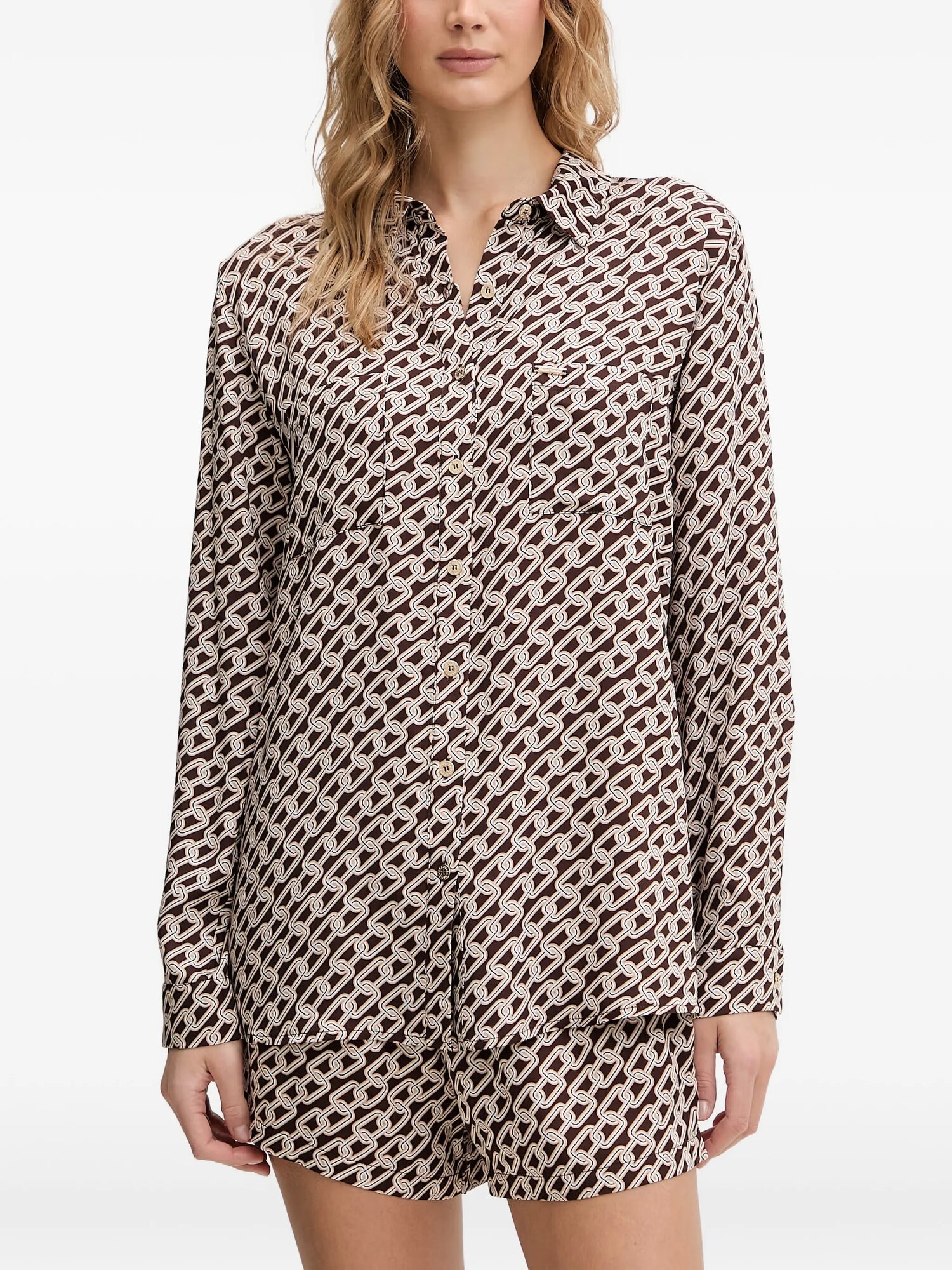 Рубашка Melissa Odabash Millie chain-print button-up shirt