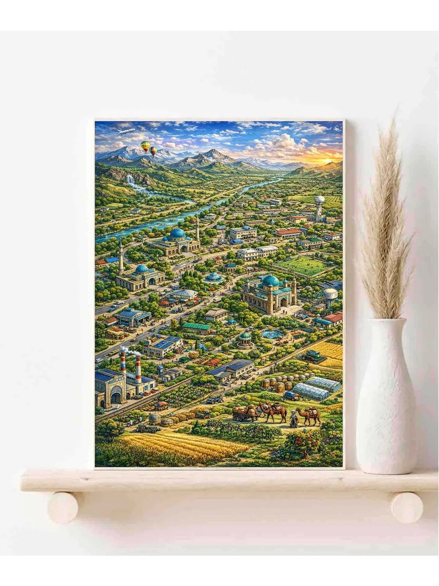 Галляарал, Узбекистан, Fantasy Map, Карта, Плакат 30x42см