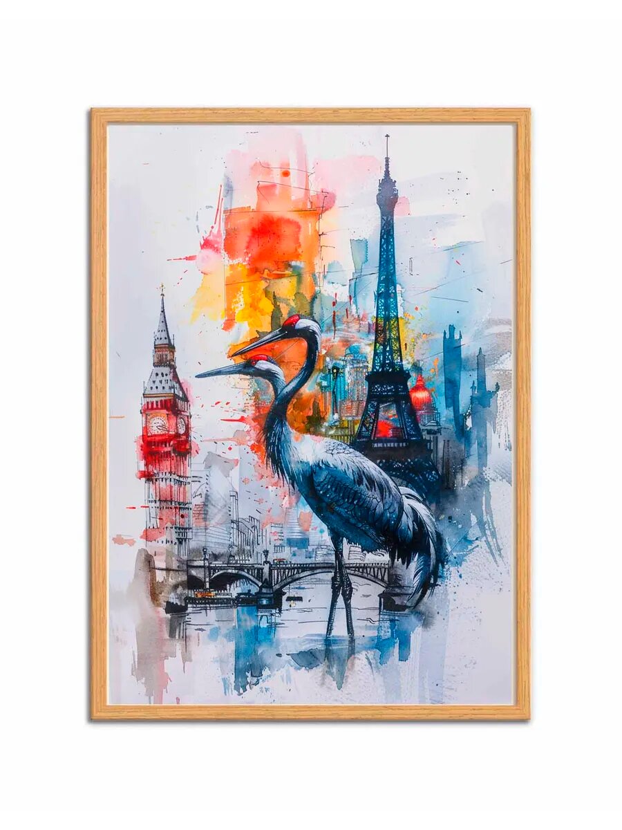 Птица Зимородок пьет виски 2, Плакат 30x42см