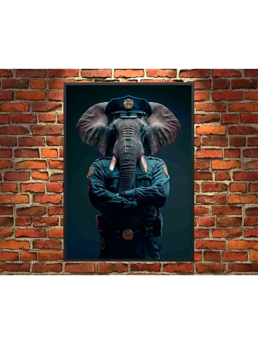 Африканский слон-животное-полицейский 3, Плакат 30x42см