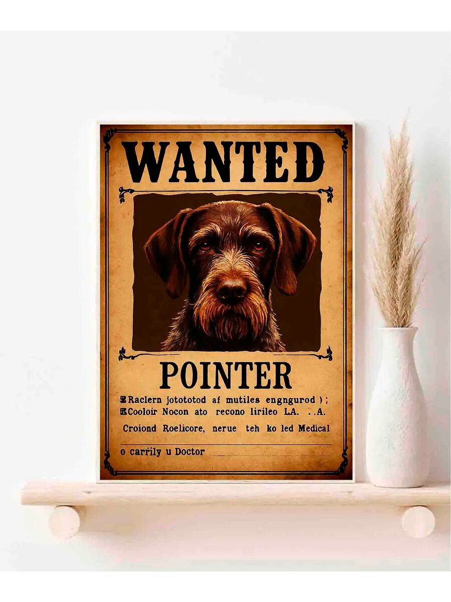 Пойнтер Немецкая жесткошерстная собака, Wanted, Плакат 30x42