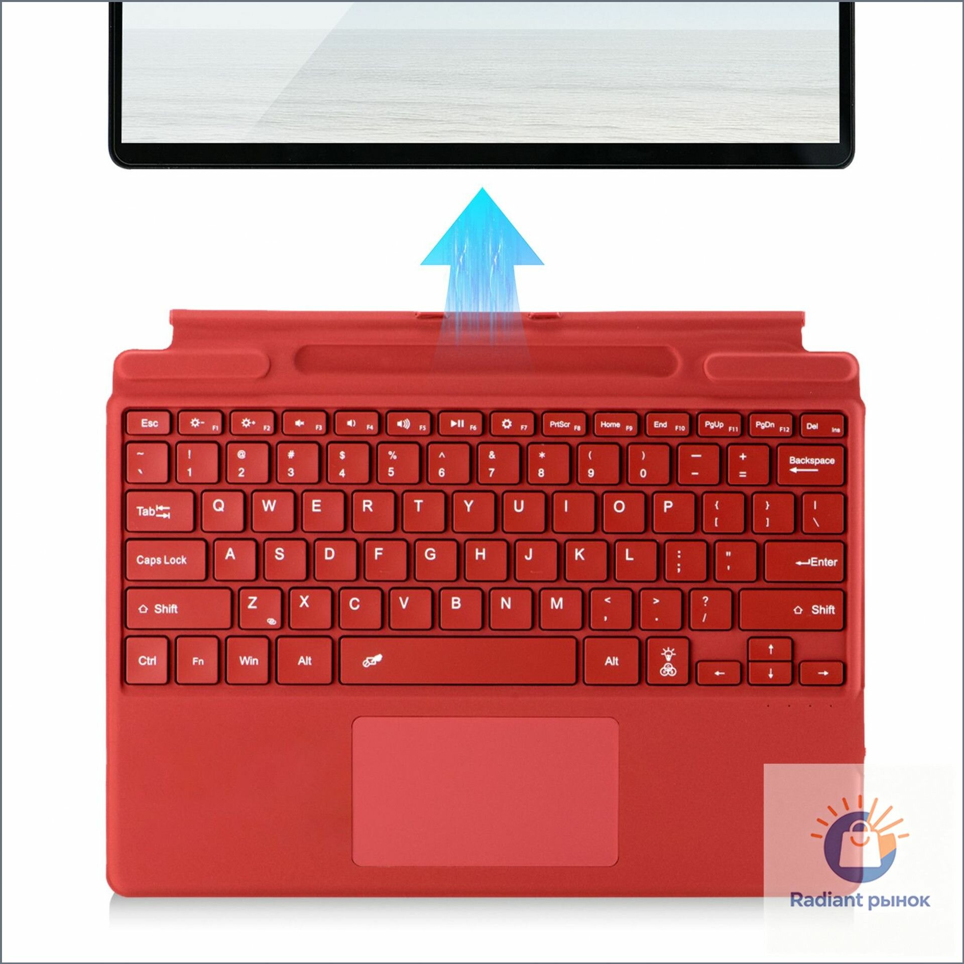 Milochic Клавиатура беспроводная Surface Pro 8/9/10/11/X, Английская раскладка, коричнево-красный