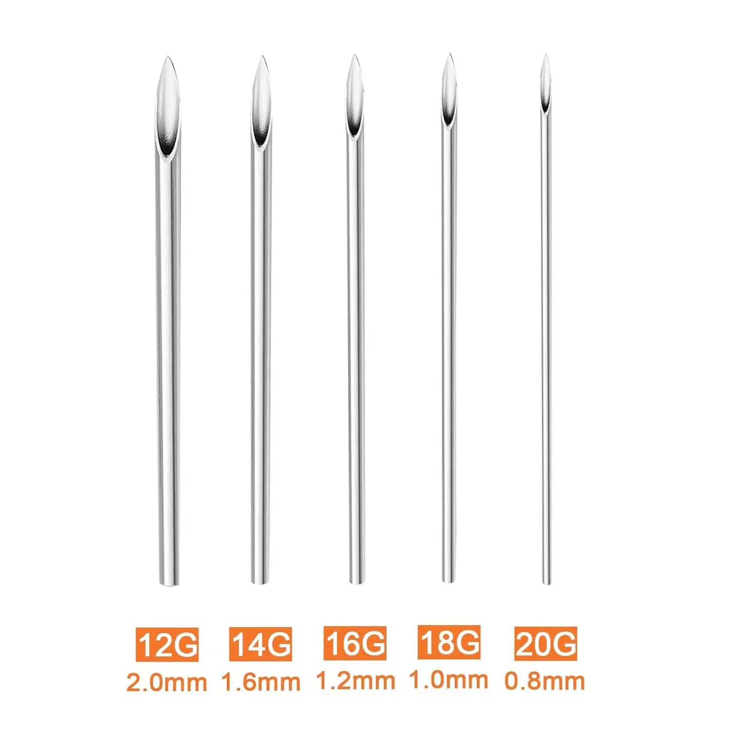 Стерильные иглы для пирсинга Emalla 12G-20G, Mix Sizes, 100шт