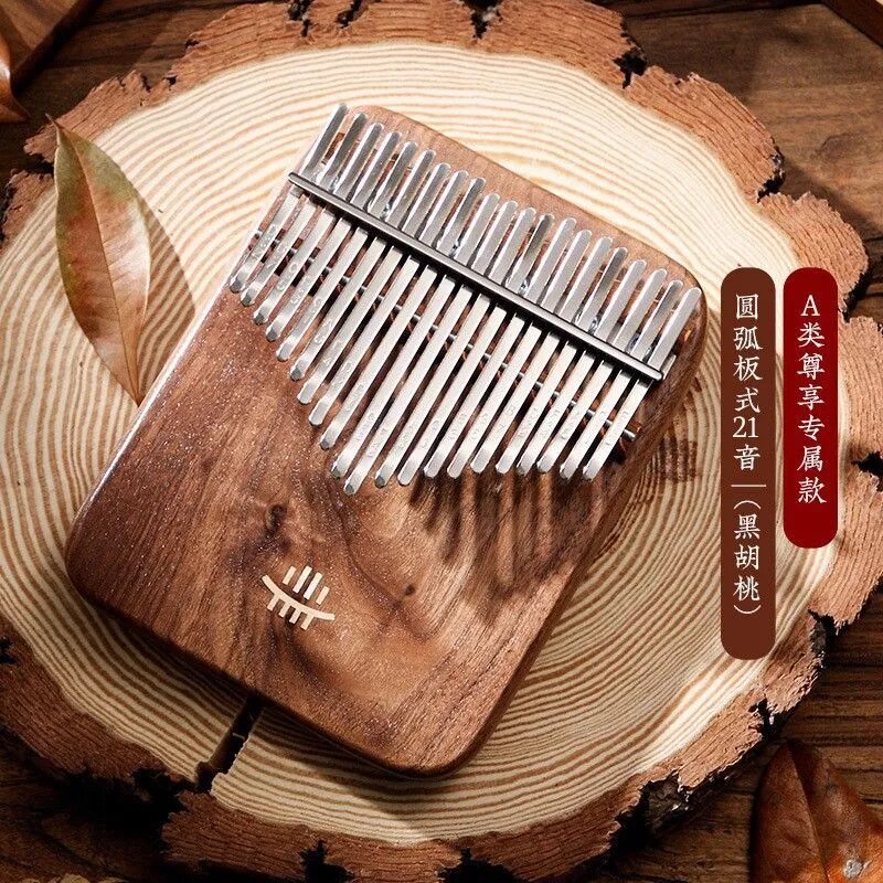 Калимба 17 тонов / 21 тон из ореха, пальчиковое пианино thumb piano для начинающих, детский музыкальный инструмент, портативная калимба в комплекте с чехлом