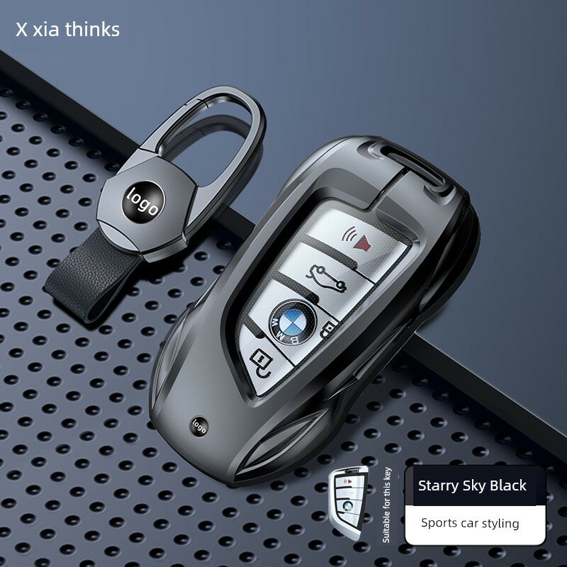 Чехол для брелока BMW черный с кожаным брелоком, подходит для моделей X5/X1/X3/X4/525Li