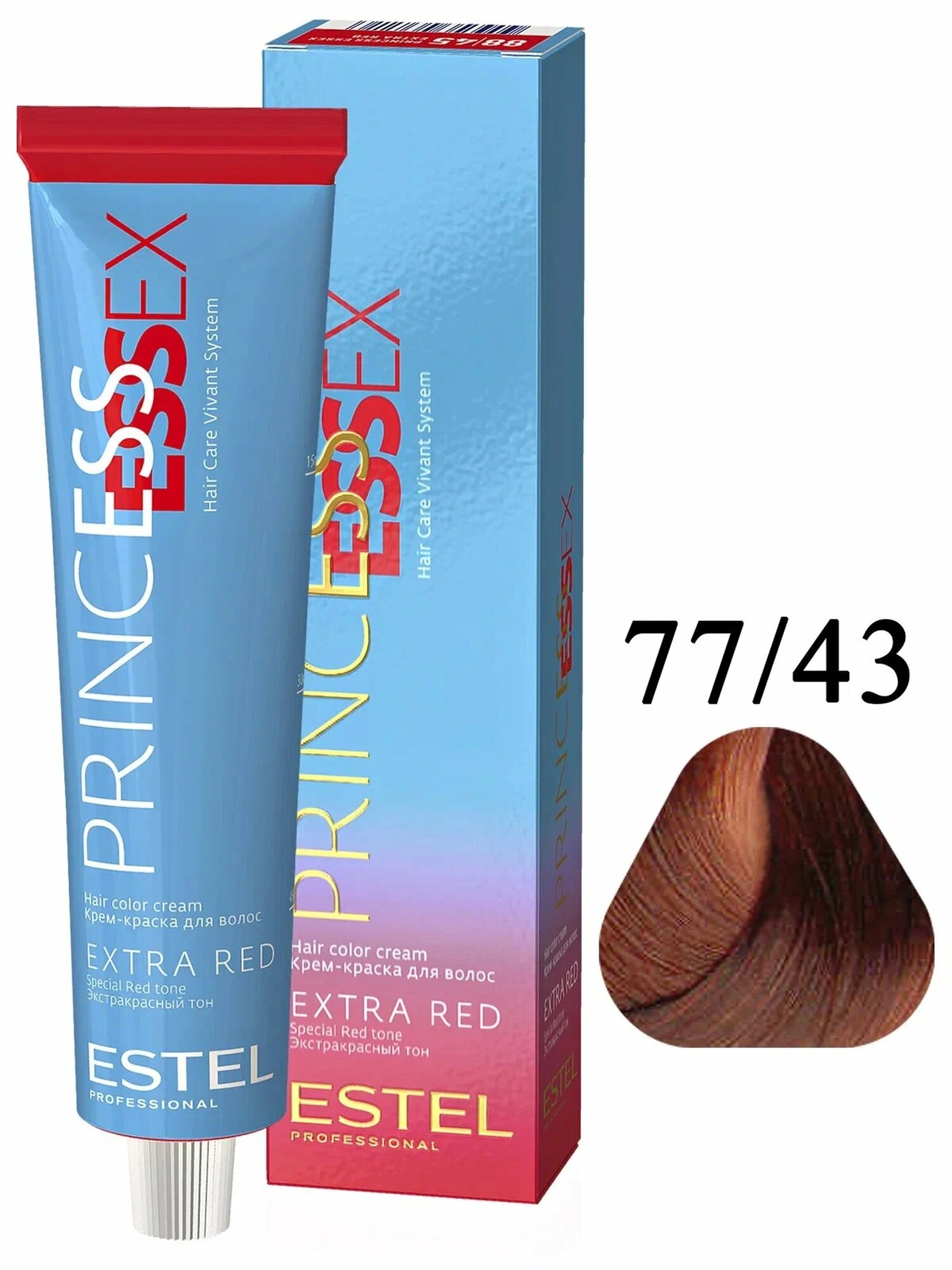 ESTEL Princess Essex Extra Red крем-краска для волос, 77/43 эффектная румба, 60 мл