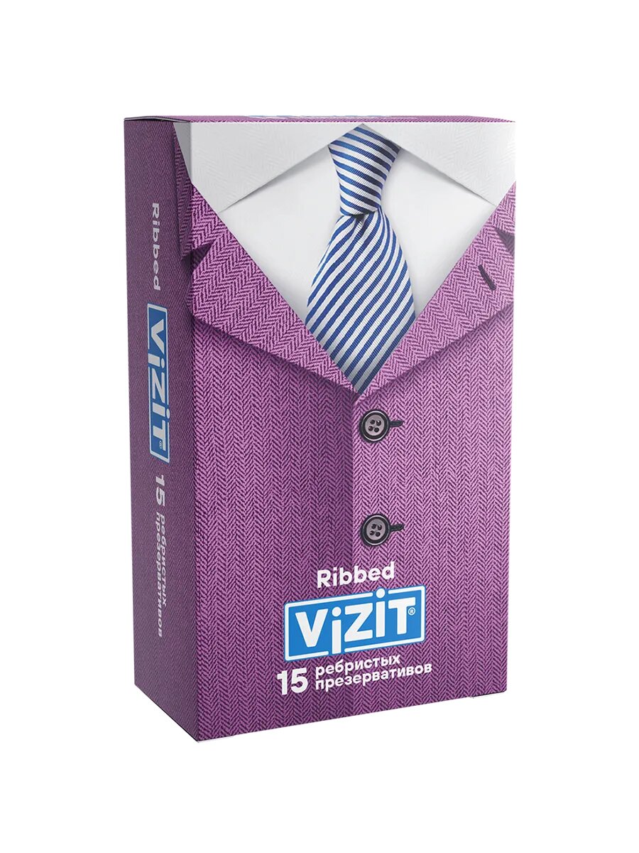 Презервативы VIZIT Ribbed ребристые 15 шт