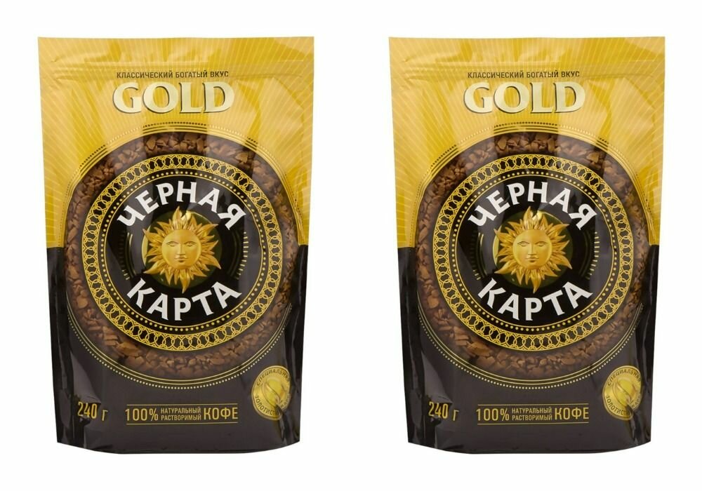 Черная карта Кофе растворимый Gold, 240 г, 2 уп