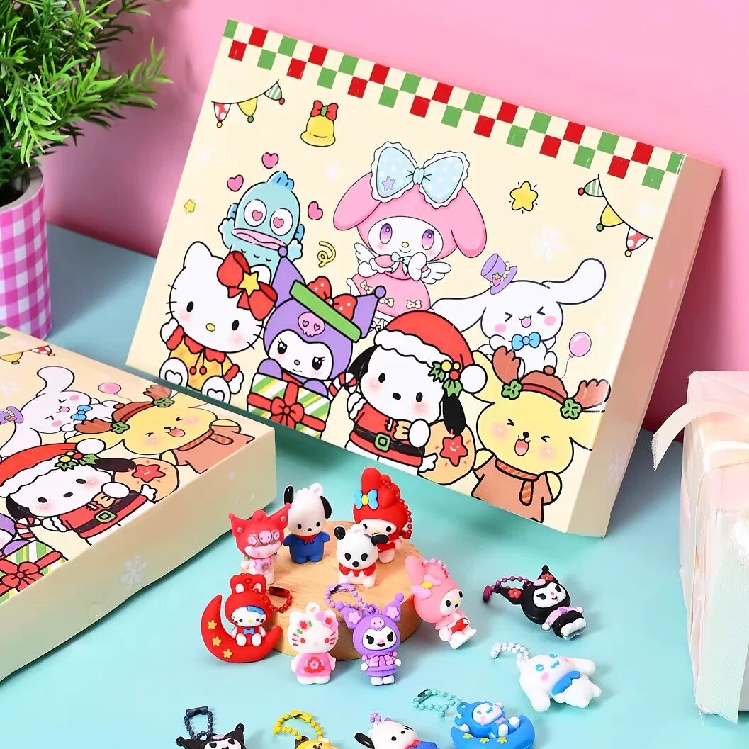 Коробка с игрушкой-поп-ит от Sanrio с 24 штуками и примерным размером 4 см на штуку