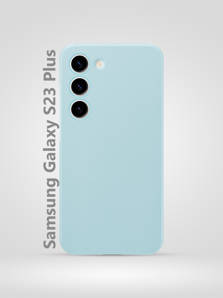 Кожаный чехол для Samsung Galaxy S23+ / Leather case для Самсунга галакси С23 Плюс / Голубой