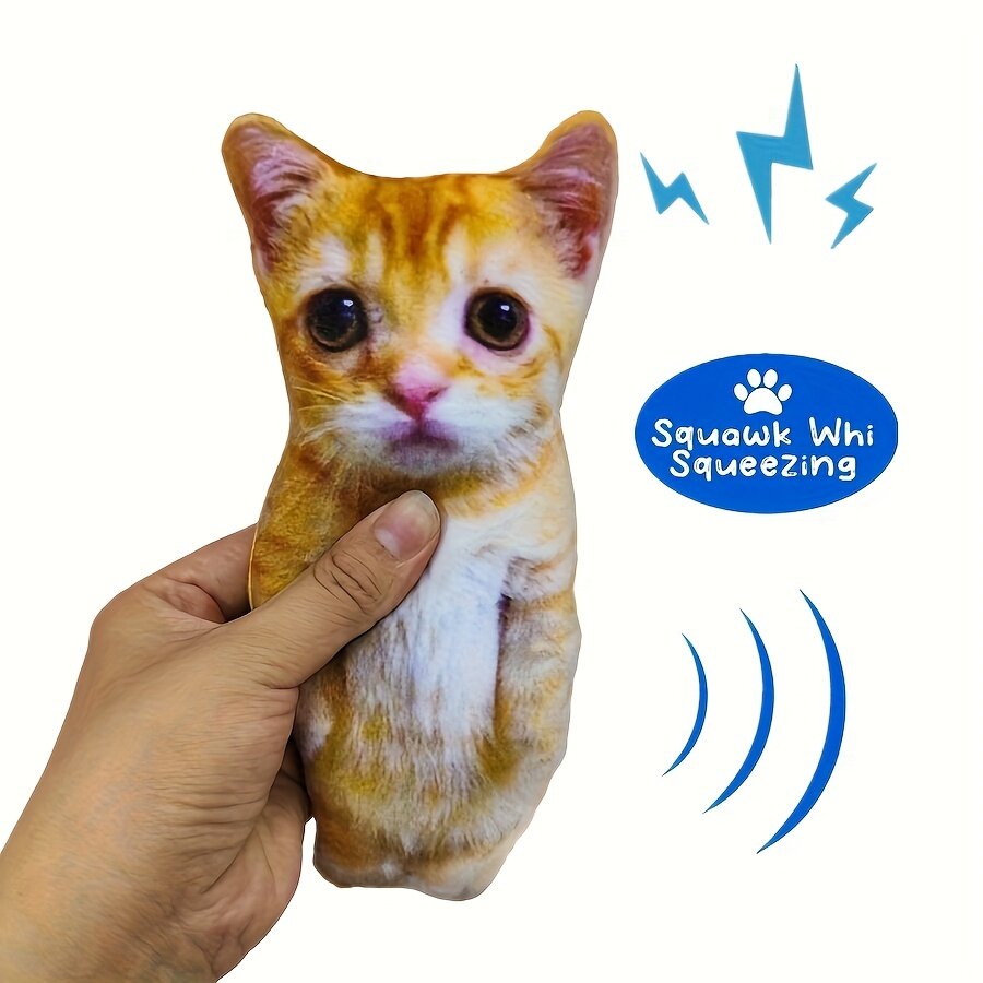 Плюшевая игрушка для кошек с пищалкой, милый котенок, из мягкого прочного полиэстера, 1 шт.