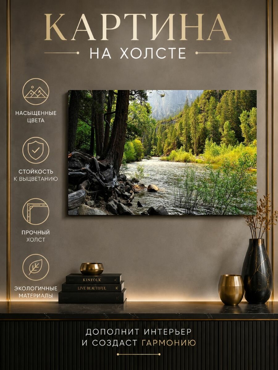 Картина на холсте Речная природа 60x40 см