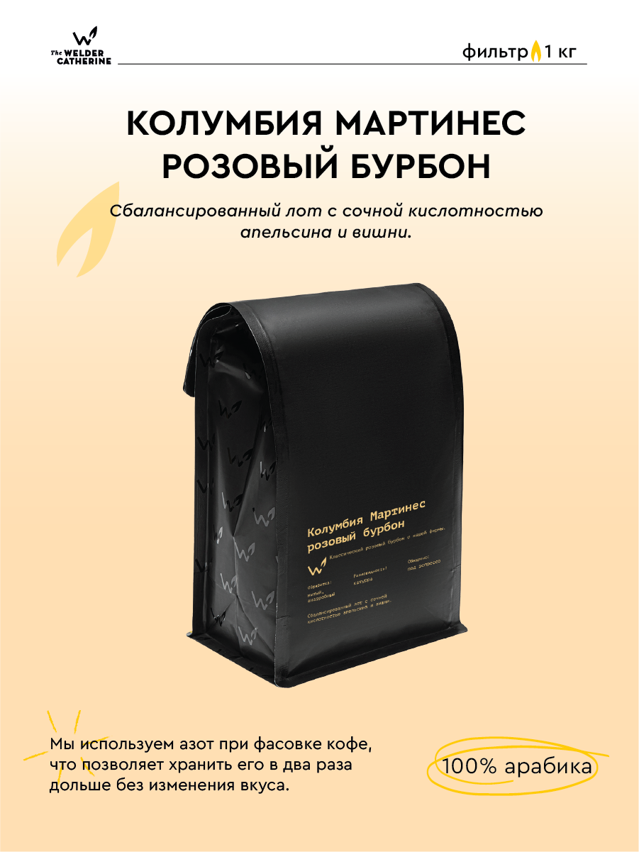 Кофе в зернах Сварщица Екатерина "Колумбия Мартинес розовый бурбон" под эспрессо - 1 кг