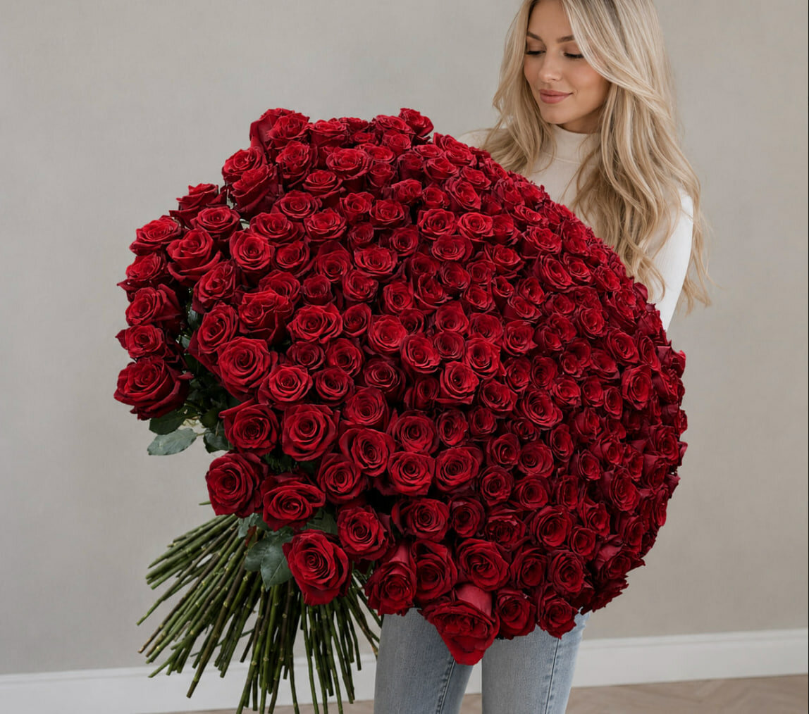 Букет 151 премиум красная роза Эквадор, живые цветы, шикарный букет, flowers rose, цветочки