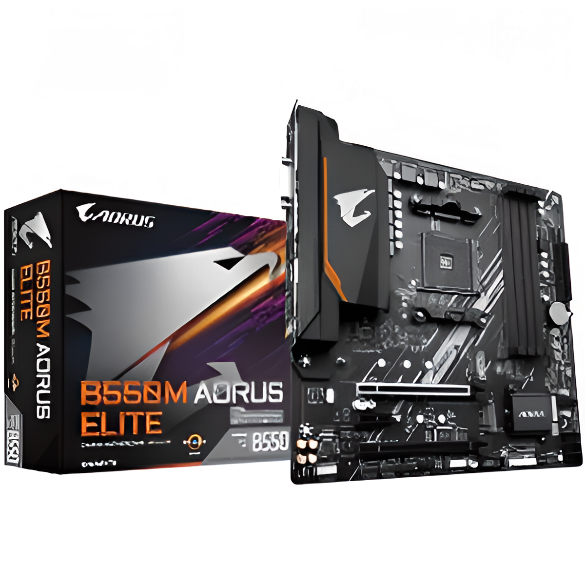 Материнская плата GIGABYTE B550M AORUS ELITE (AM4/AMD B550/4xDDR4/2xPCI-Ex16/2xM.2/SB7.1/GLAN/DVI/HDMI/mATX)