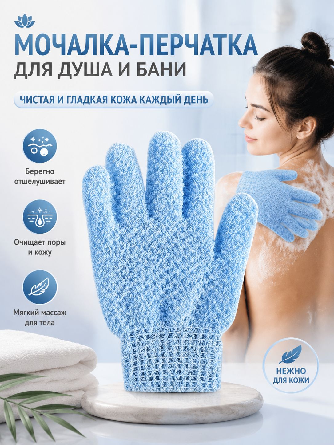 Мочалка перчатка для душа