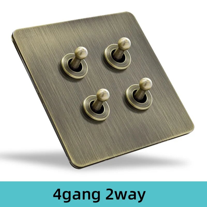 HSIMNENSII Ретро выключатель и розетка с USB Type-C, бронза, нержавеющая сталь 4gang 2way