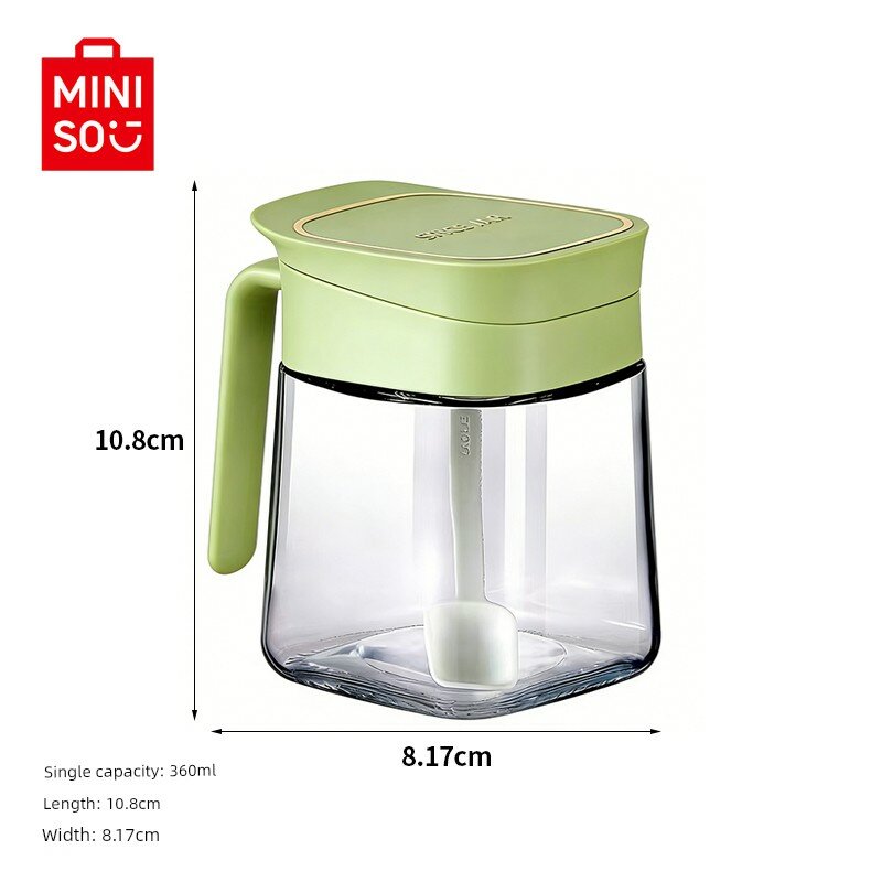 Премиальные банки для специй MINISO, герметичные контейнеры для приправ, емкости для хранения соли. Зеленый 360 мл