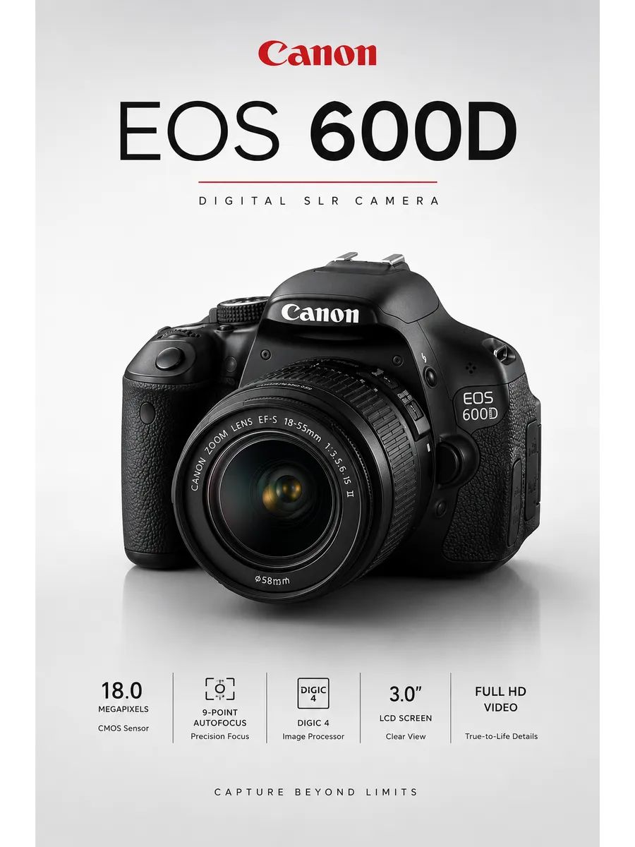 Фотоаппарат зеркальный EOS 600D Kit 18-55mm II