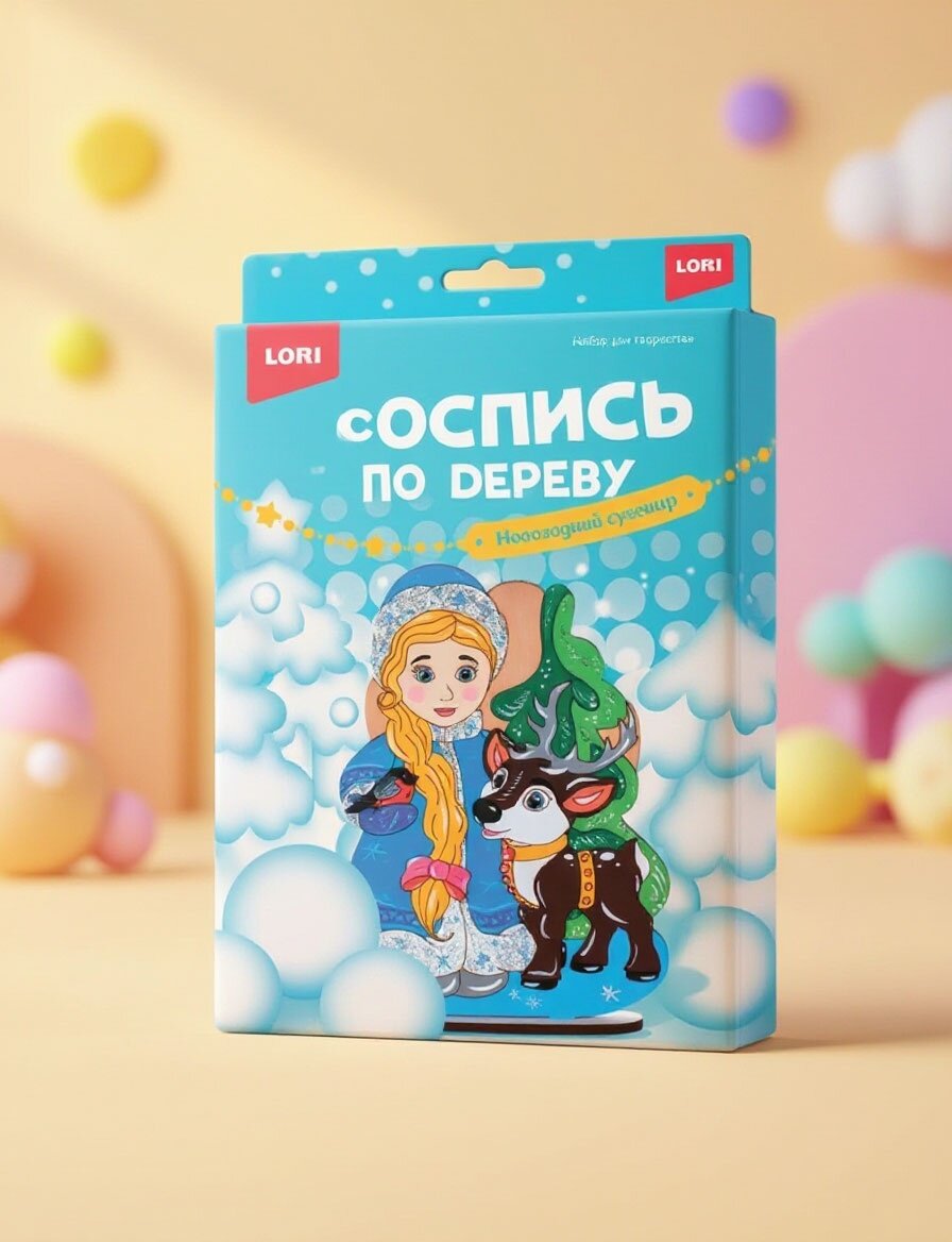 Набор для росписи по дереву "Снегурочка с оленем" для детского творчества