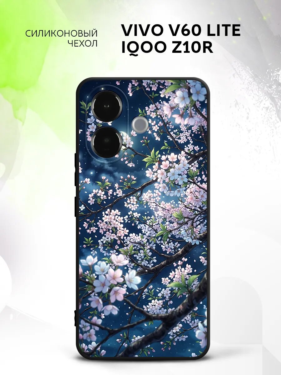Чехол на Vivo V60 Lite / IQOO Z10R, Виво В60 Лайт/ IQOO Z10R бампер, противоударный, с картинкой сакура Азия